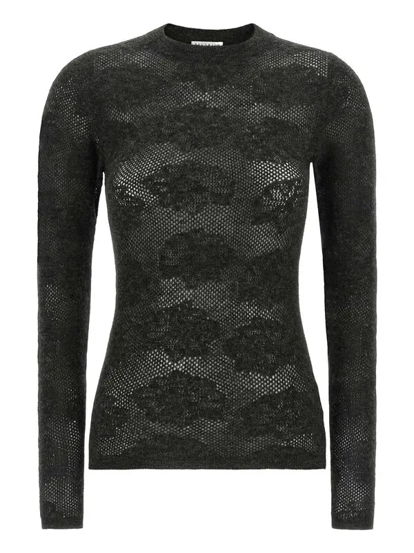 Brunello Cucinelli Flower Lace Sweater - Gray