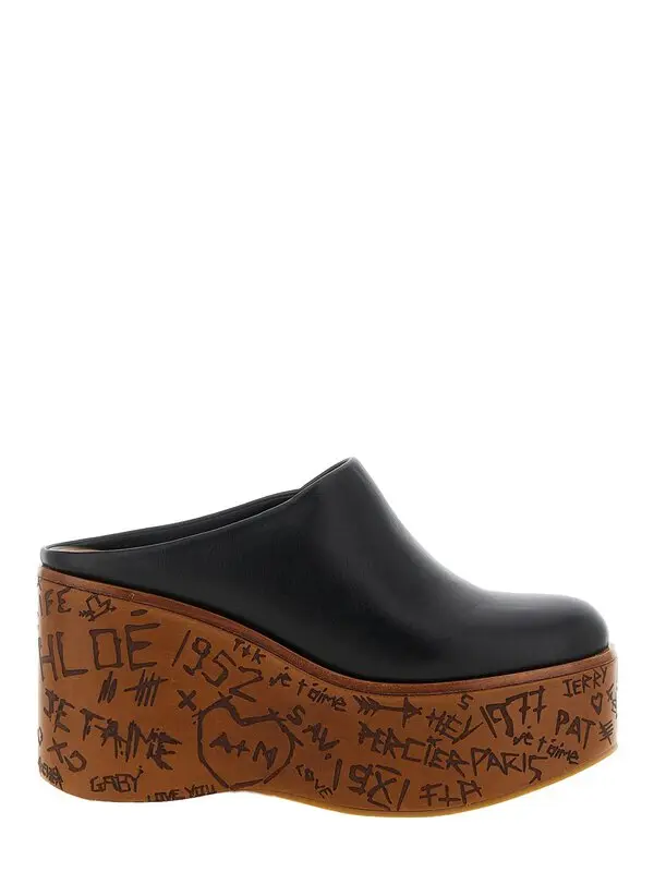 Chloé Maxime Wedge Sabot - Black