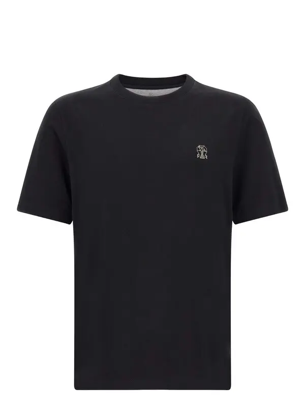 Brunello Cucinelli Logo Embroidery T-shirt - Black