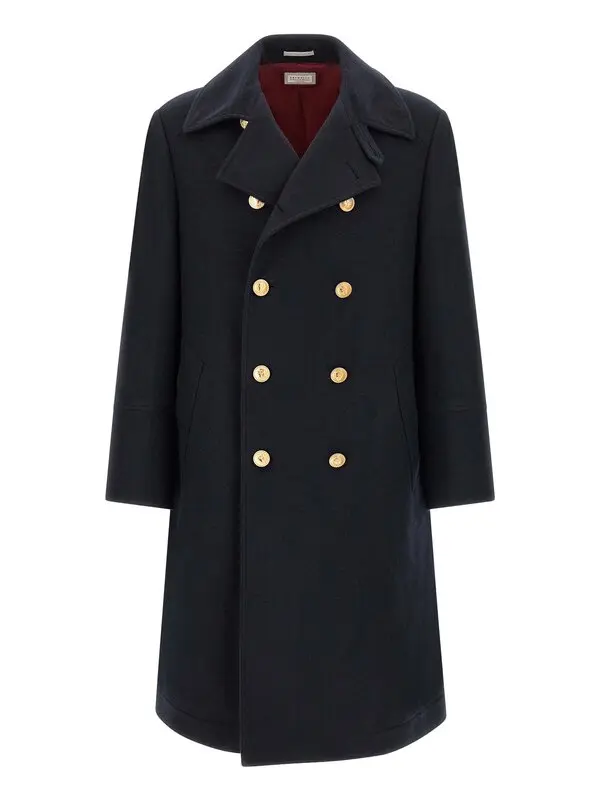 Brunello Cucinelli Cashmere Double-breasted Coat - Blue