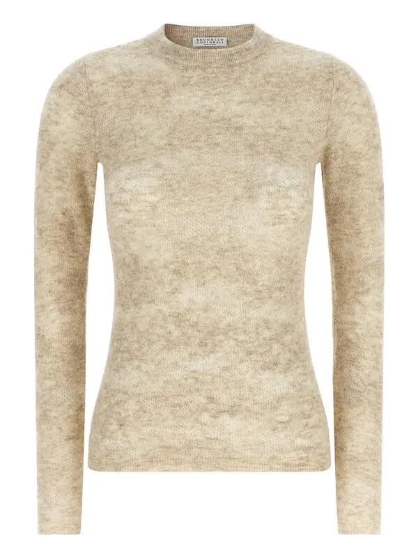 Brunello Cucinelli Flower Lace Sweater - Beige
