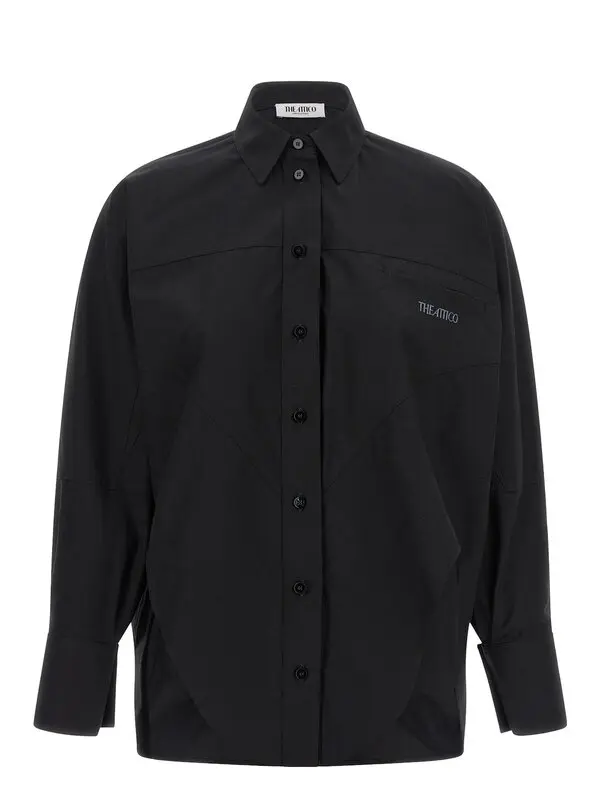 Attico Shaped Hem Shirt - Black