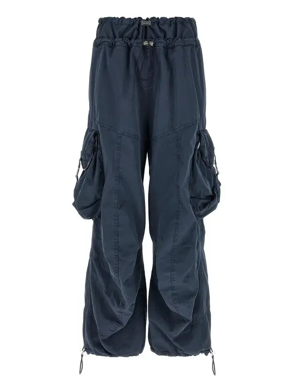 Attico Cotton Gabardine Cargo Trousers - Blue