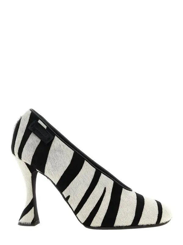 Moschino Zebra Print Pony Hair Pumps - White/black
