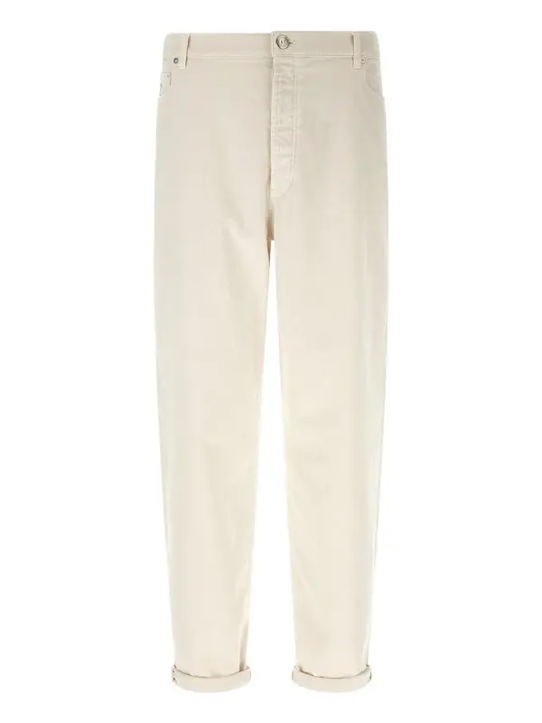 Brunello Cucinelli Garment-dyed Denim Jeans - White