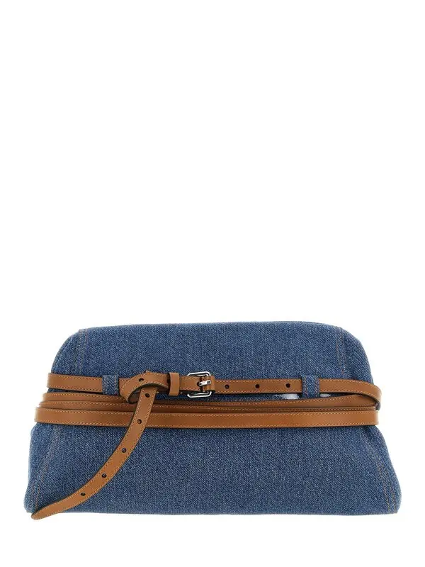 Moschino Tie Me Large Denim Clutch - Blue