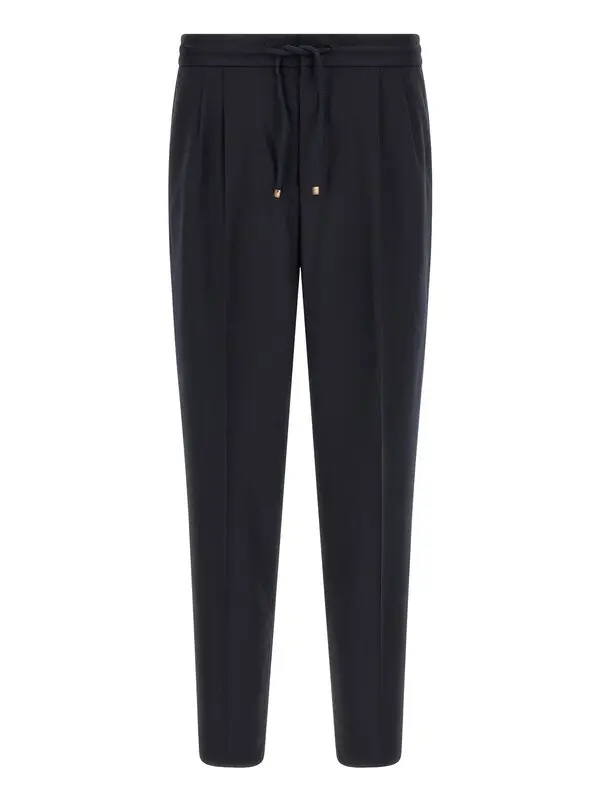 Brunello Cucinelli Wool Flannel Trousers - Blue