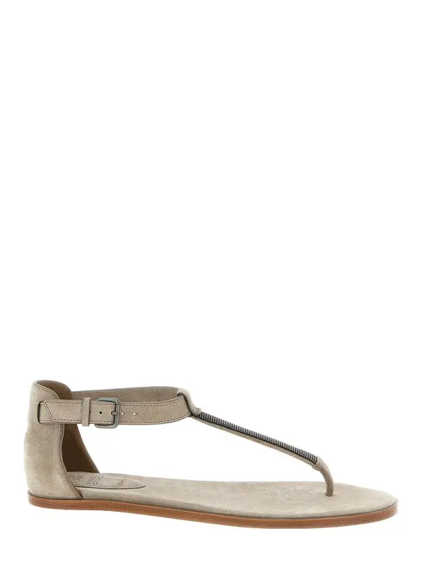 Brunello Cucinelli Precious Strap Sandals - Beige