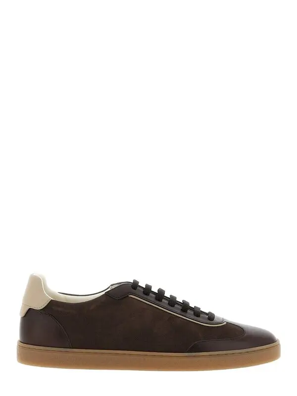 Brunello Cucinelli Suede And Smooth Calf Sneakers - Brown