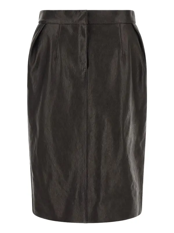 Magda Butrym Leather Midi Skirt - Black