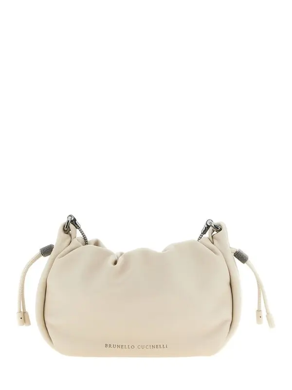 Brunello Cucinelli Bucket Mellow Mini Crossbody Bag - White