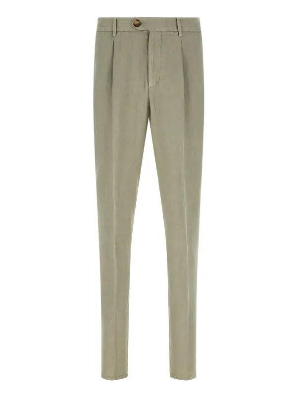 Brunello Cucinelli Linen Gabardine Trousers - Green