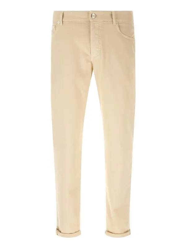 Brunello Cucinelli Logo Embroidery Denim Jeans - Beige
