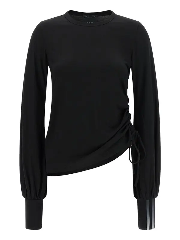 Y3 Draped Merino Wool Long-sleeve Top - Black