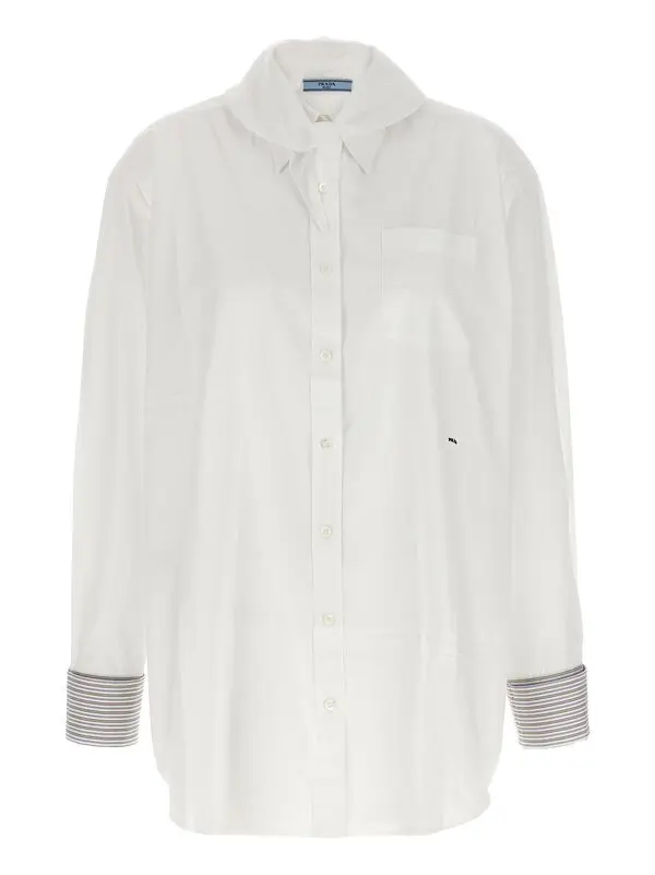 Prada Contrast Cuffs Shirt - White