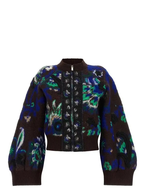 Sacai Floral Jacquard Blouson - Brown
