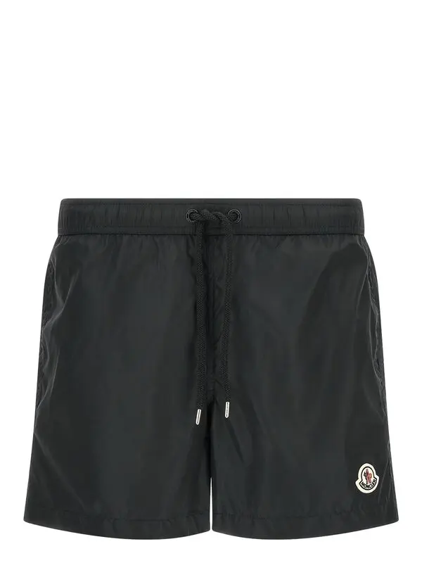 Moncler Logo Patch Swim Shorts - Black
