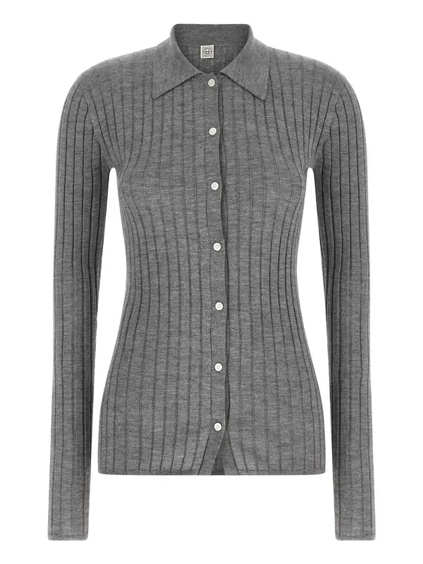 TOTEME Cashmere And Silk Ribbed Shirt - Gray