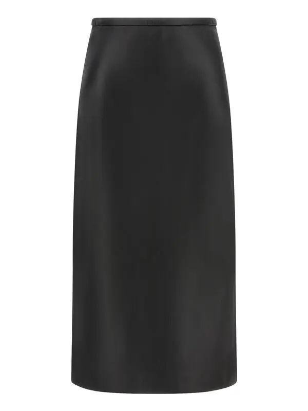 Co Lambskin Longuette Skirt - Black