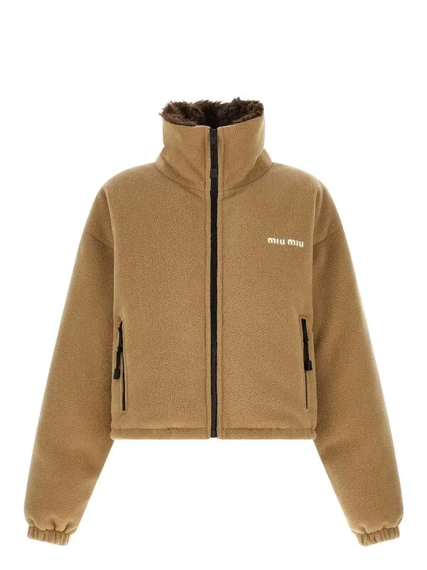 Miu Miu Fleece Down Jacket - Beige