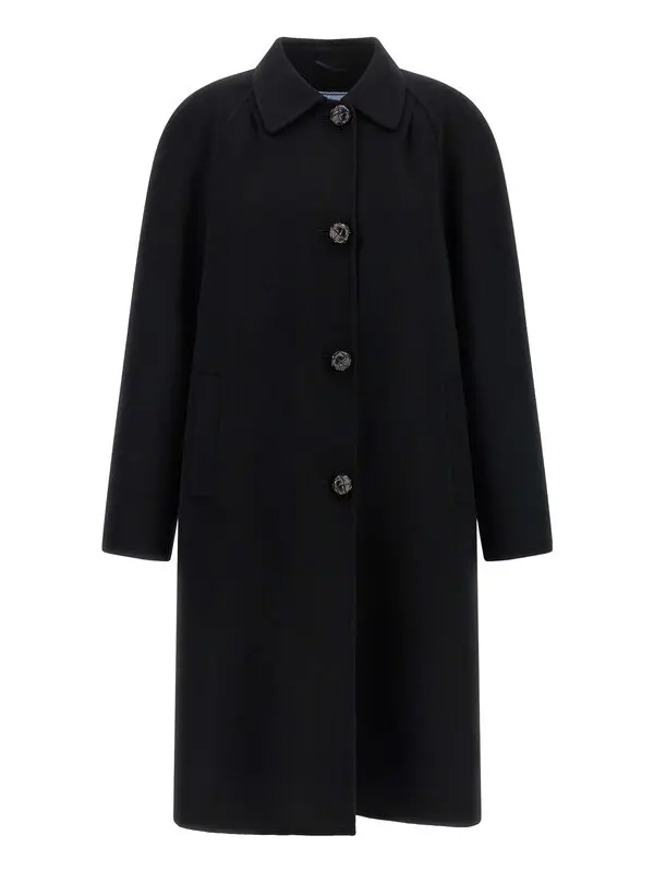 Prada Single-breasted Virgin Wool And Cashmere Overcoat - Black