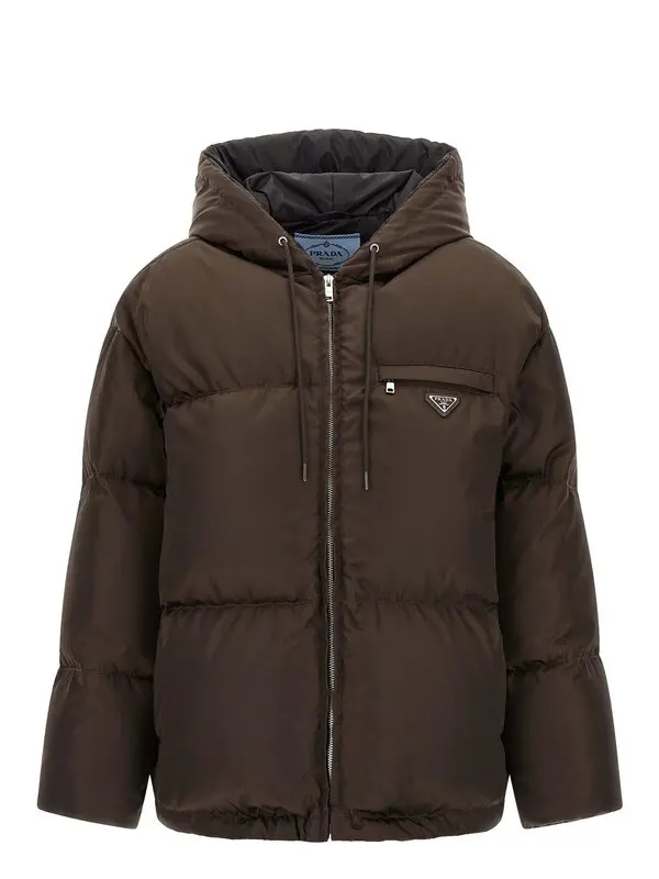 Prada Re-nylon Down Jacket - Brown