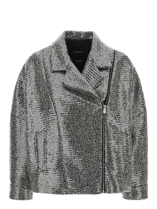 Pinko Sequin Caban Jacket - Silver