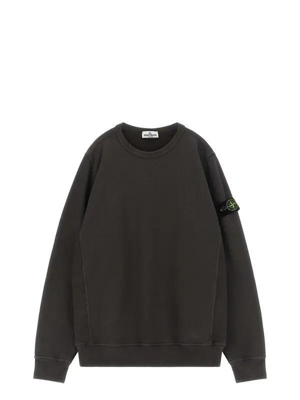 Stone Island Badge Logo Cotton Sweatshirt - Gray