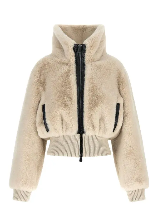 Pinko Cropped Fur-effect Jacket - Beige