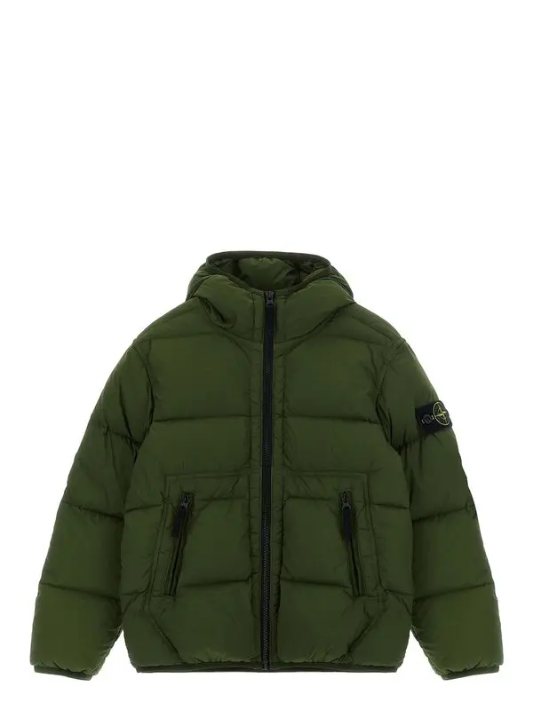 Stone Island Badge Logo Parka - Green