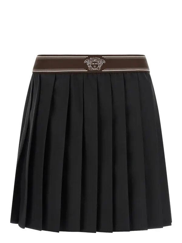 Versace Wool And Mohair Pleated Skirt - Black