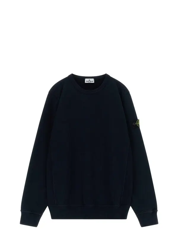 Stone Island Badge Logo Crew Neck Sweatshirt - Blue