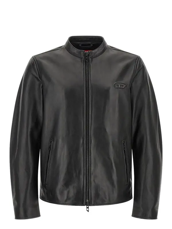 DIESEL® L-tad-wrd Leather Jacket - Black