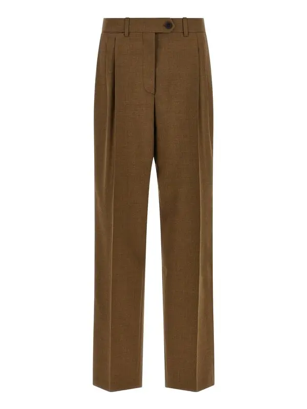 Prada High-waisted Virgin Wool Trousers - Brown