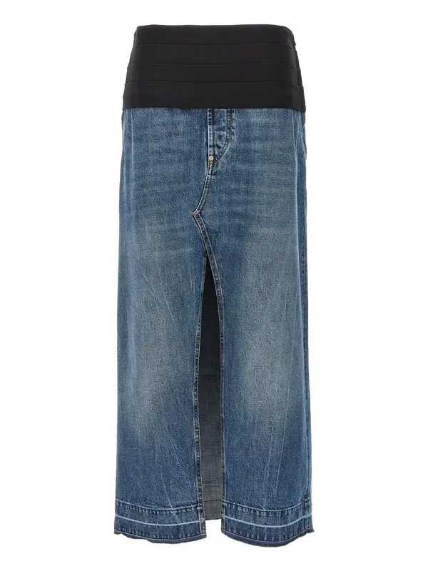 Stella McCartney Tuxedo Band Denim Skirt - Blue