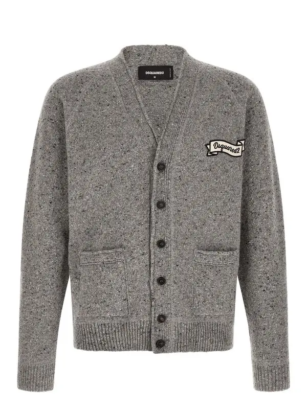 Dsquared2 Wool Blend Basic Cardigan - Gray