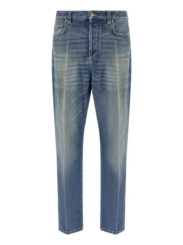Versace Distressed Straight-leg Jeans - Blue