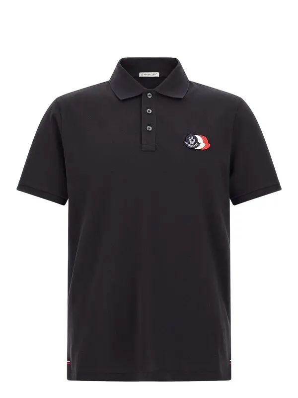 Moncler Triple Logo Polo Shirt - Blue
