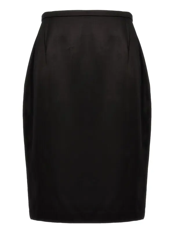Saint Laurent Viscose Satin Pencil Skirt - Black