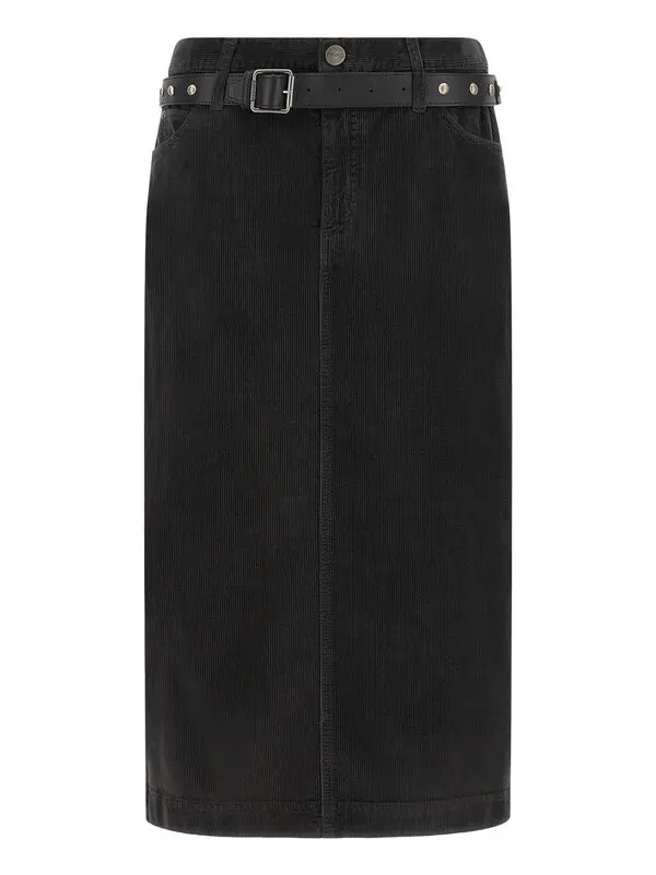 Pinko Corduroy Midi Skirt - Black