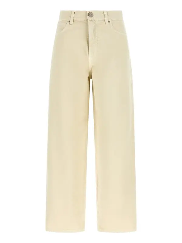 Pinko Love Birds Embroidery Wide-leg Jeans - Beige