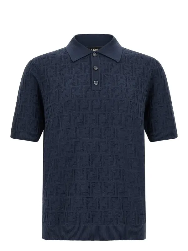 Fendi Ff Cotton Polo Shirt - Blue