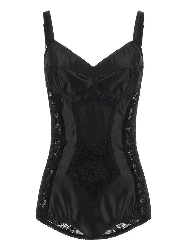 Dolce & Gabbana Satin And Lace Corsetry Suit - Black
