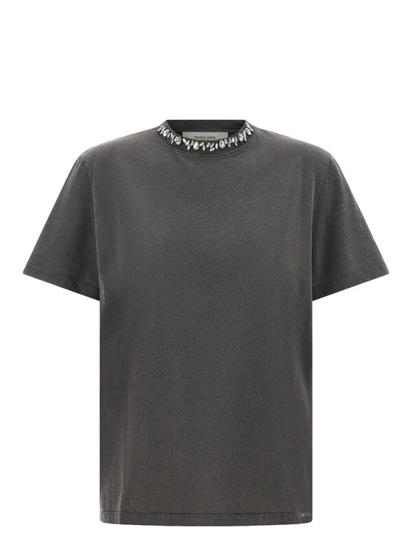GOLDEN GOOSE Cabochon Crystal Embellished T-shirt - Gray