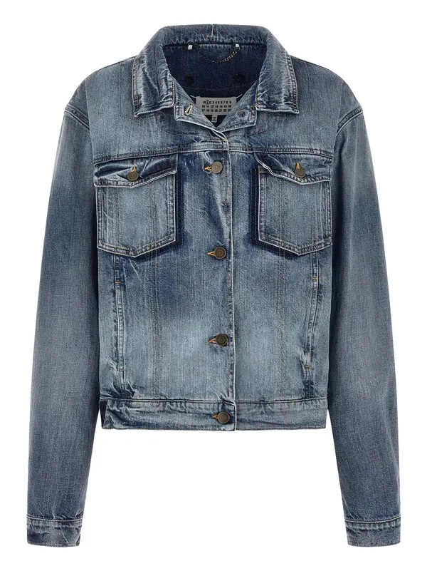 MAISON MARGIELA Folded Collar Denim Jacket - Blue