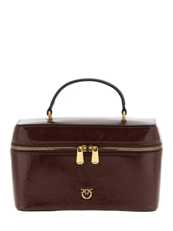 Pinko Crumpled Effect Leather Handbag - Brown