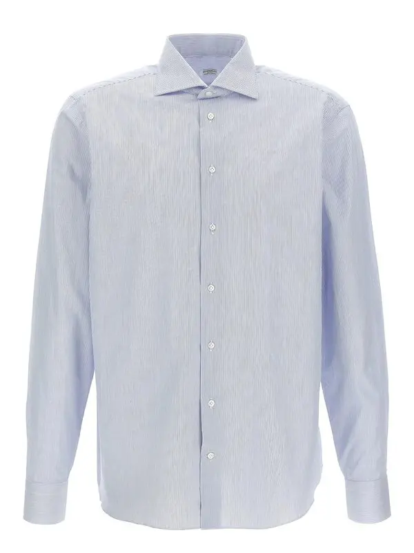 BORRIELLO NAPOLI Striped Cotton Shirt - Light Blue