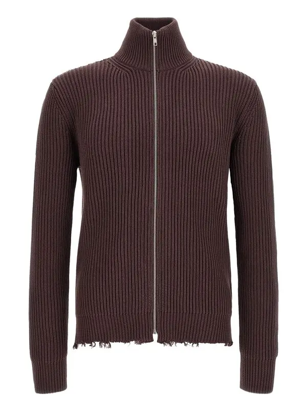 MAISON MARGIELA Ribbed Cotton Turtleneck Sweater - Brown