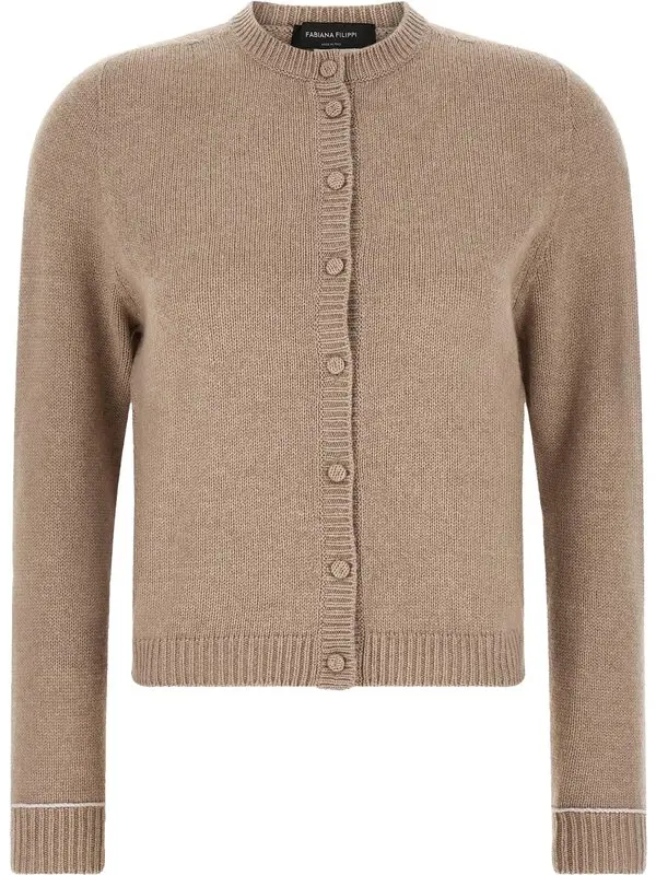 Fabiana Filippi Covered Buttons Cardigan - Beige