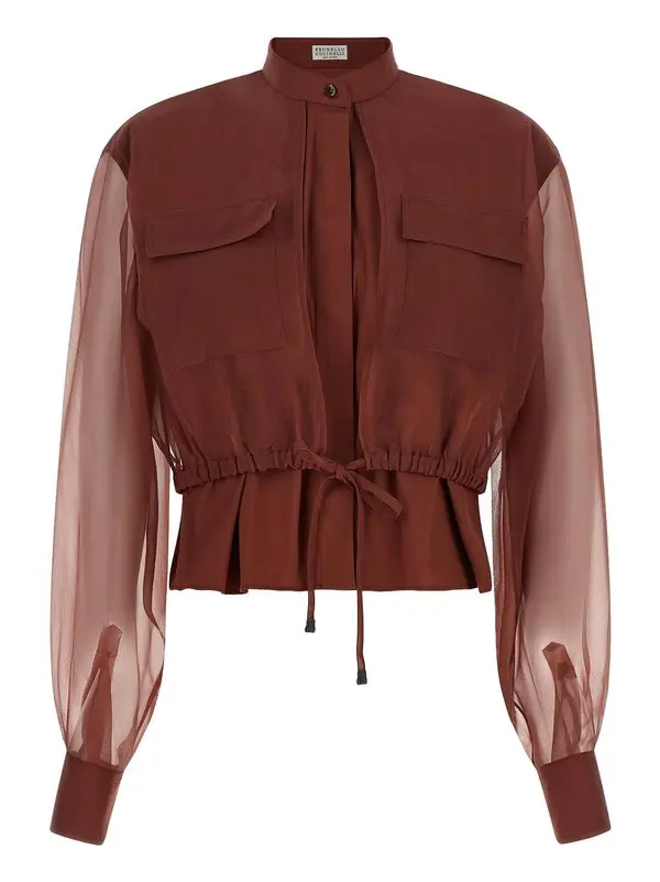 Brunello Cucinelli Silk Sleeves Blouse - Brown